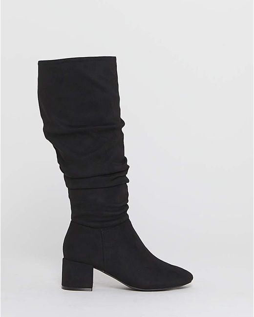 Simply Be Knee High Block Heel Boot Ex Wide Sc in Black | Lyst UK