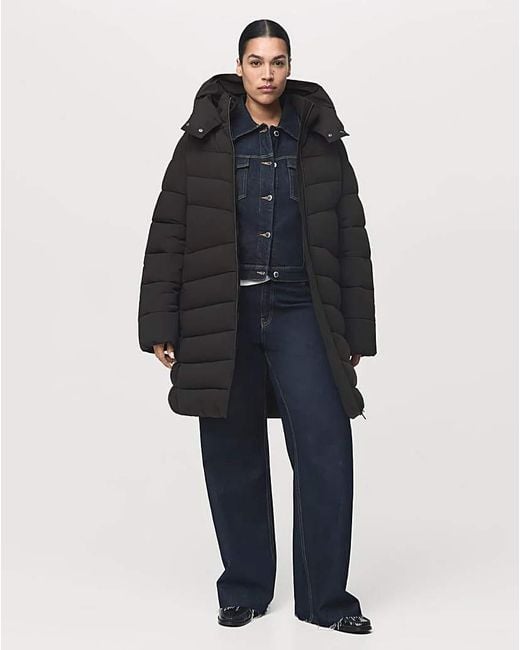 Mango Double Zip Hooded Puffer Coat in Blue | Lyst UK