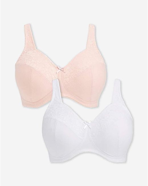 Pretty Secrets 2 Pack New Sarah Full Cup Non Wired Bras in White | Lyst UK