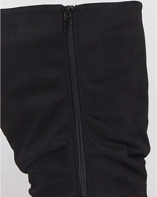 Simply Be Knee High Block Heel Boot Ex Wide Sc in Black | Lyst UK