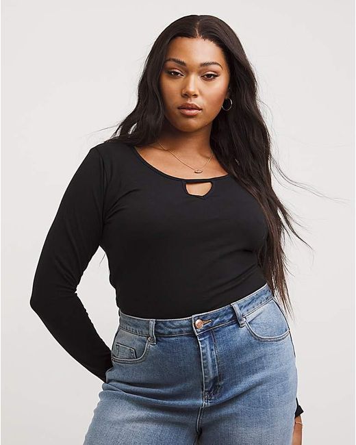 Simply Be Long Sleeve Notch Neck Body in Blue | Lyst UK