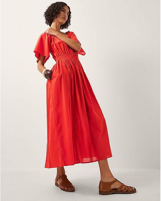 Monsoon Lane Pintuck Lace Midi Dress in Red | Lyst UK