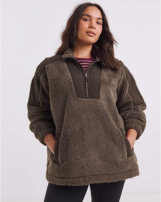 Snowdonia Contrast Funnel Fleece in Brown | Lyst UK