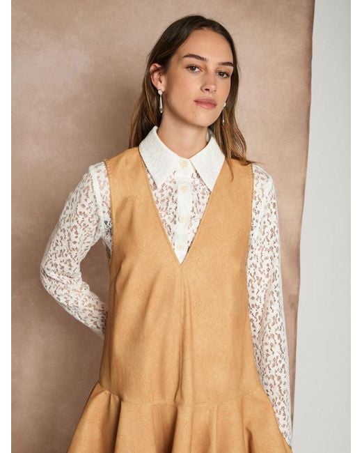 Sister Jane Ghospell Camila Faux Leather Mini Dress in Natural | Lyst UK