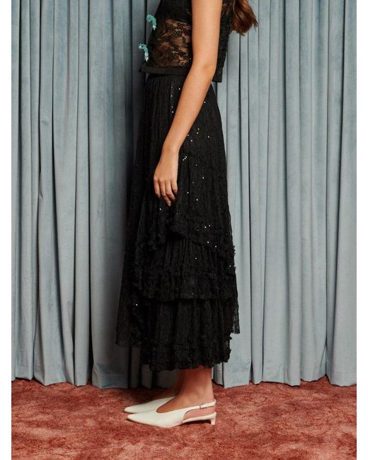 Sister Jane Eclipse Lace Midi Skirt in Black | Lyst UK