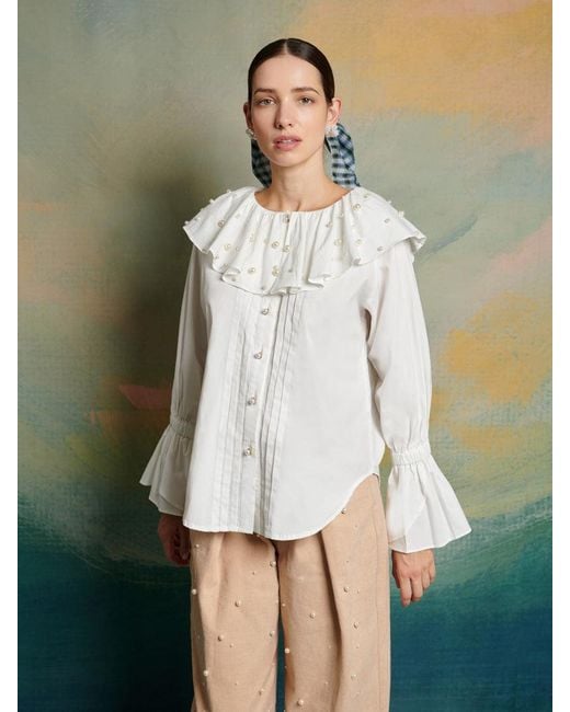 Sister Jane Dream Victoria Pearl Blouse in Green | Lyst