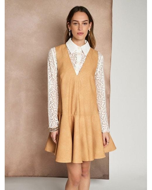 Sister Jane Ghospell Camila Faux Leather Mini Dress in Natural | Lyst UK