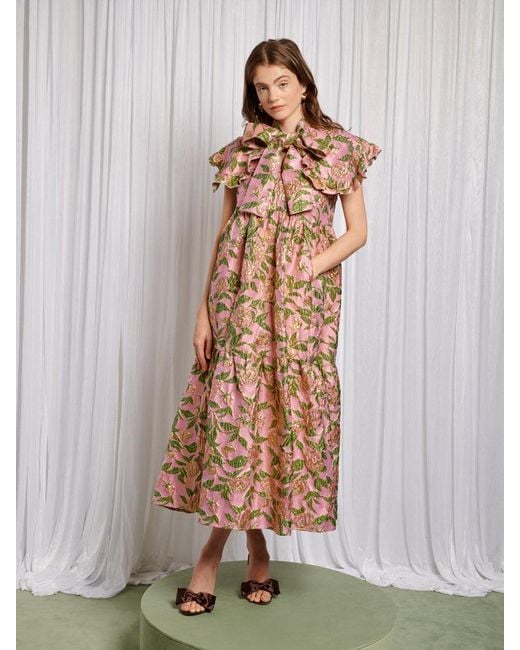 Sister Jane Abbey Maxi Jacquard Dress in White | Lyst UK