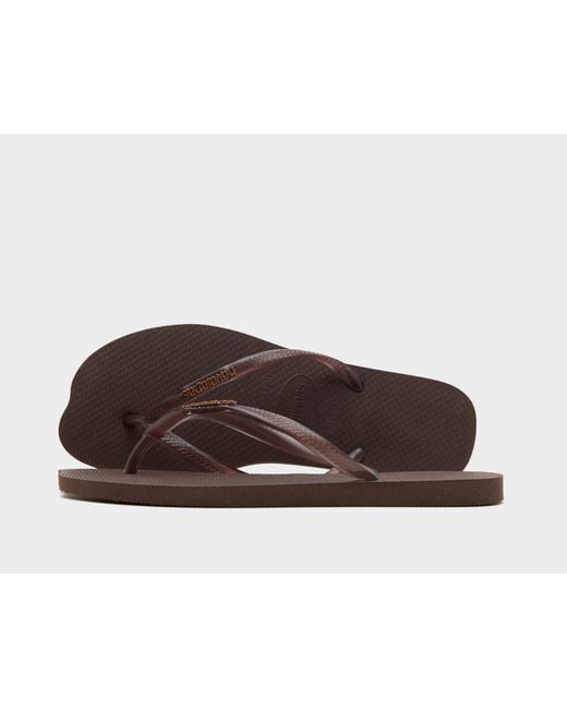Havaianas Slim Split Flip Flops in Brown | Lyst UK