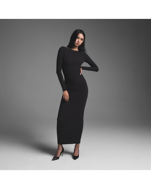 Skims Low Back Long Dress in Black | Lyst