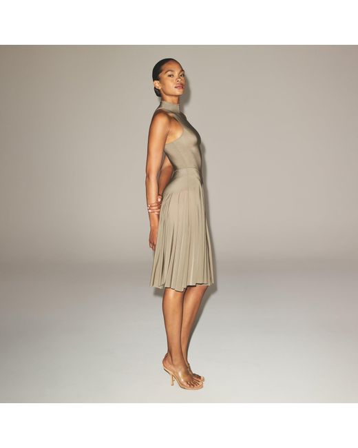 Skims High Neck Midi Dress in Natural | Lyst