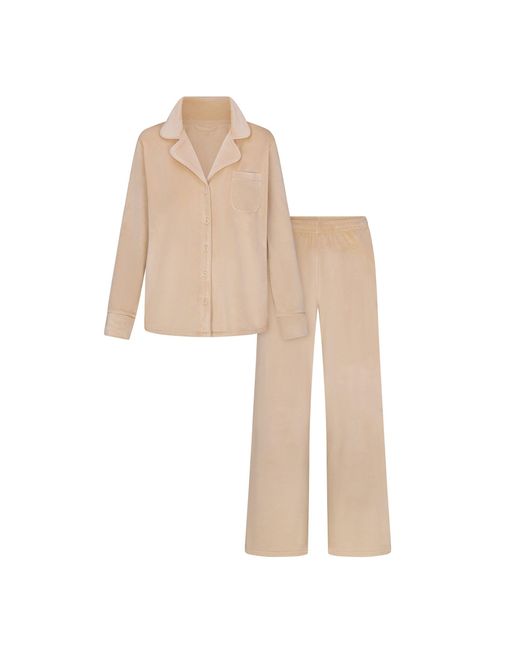 Skims Long Pajama Set in Natural | Lyst