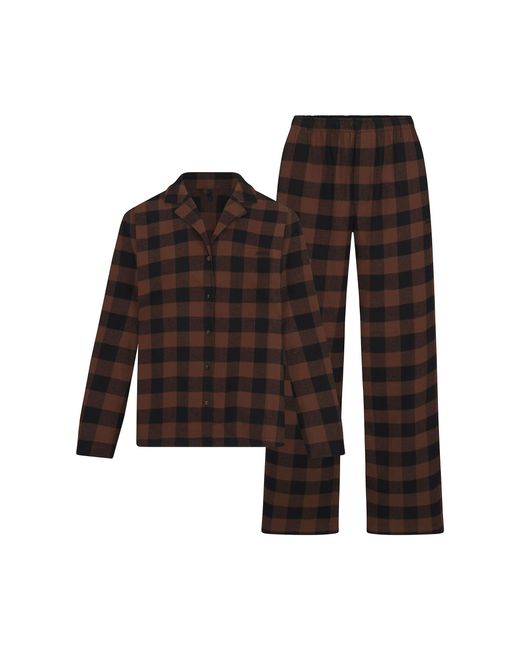Skims Flannel Sleep Long Sleep Set in Brown | Lyst