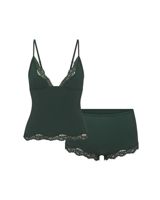 Skims Triangle Cami Top And Boy Short Set in Green | Lyst