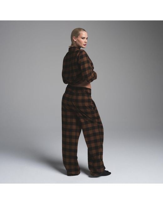 Skims Flannel Sleep Long Sleep Set in Brown | Lyst