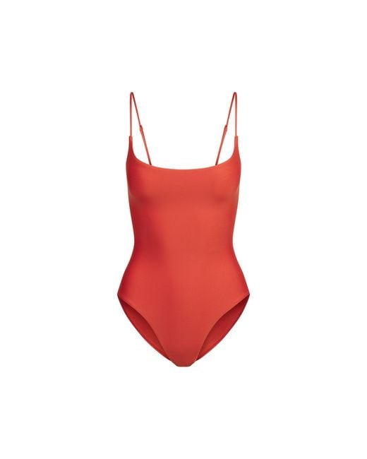 Skims Square Neck One Piece in Red | Lyst
