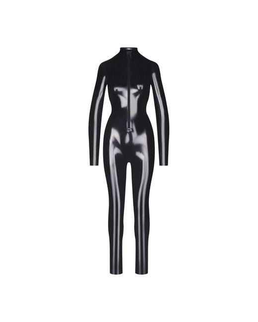 Skims Zip Front Catsuit (Bodysuit) in Black | Lyst