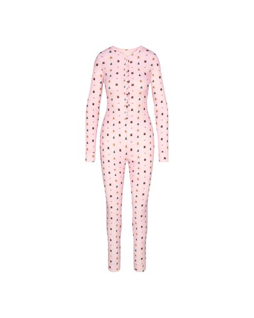 Skims Plush Pointelle Onesie Cherry Blossom Snow Print (Bodysuit) in ...