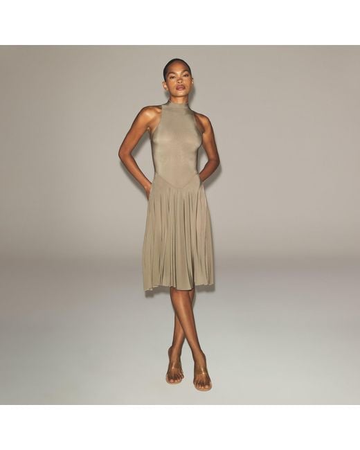 Skims High Neck Midi Dress in Natural | Lyst