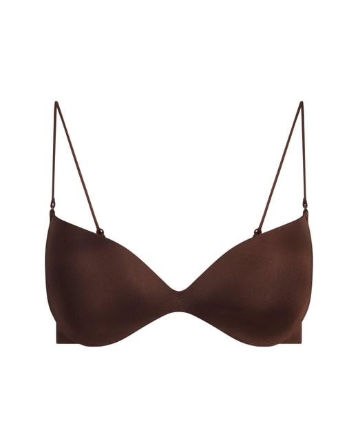 Skims Micro Strap Plunge Bra in Brown | Lyst