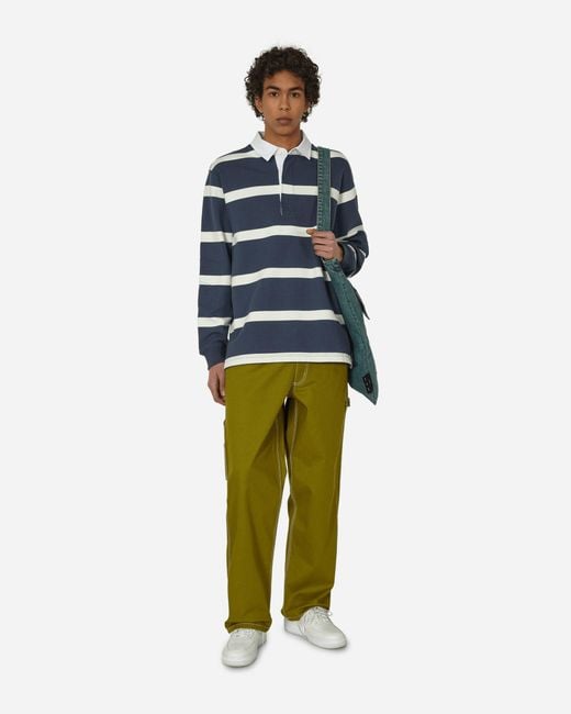 Nike Striped Heavyweight Rugby Polo Shirt Thunder Sail in Blue for Men ...