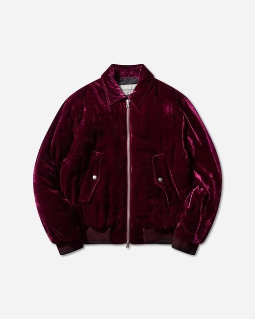Dries Van Noten Men S Back Zip Velvet Bomber Jacket Violet in Red for ...