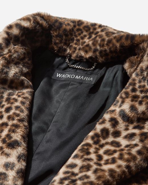 Wacko Maria S Leopard Faux Fur Chesterfield Coat in Brown for Men | Lyst
