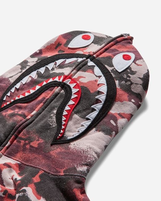 A Bathing Ape Men S Map Camo Shark Full Zip Hoodie in Red for Men | Lyst