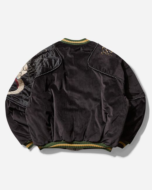 Kapital S Velveteen Sham Bomber Jacket (Rainskull And Snake) in Black ...