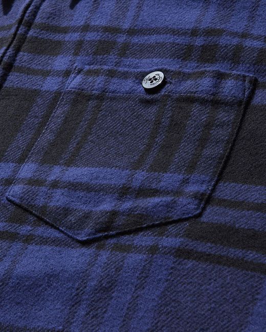 Noah Men S Heavyweight Zip-up Flannel Shirt Black / Blue for Men | Lyst