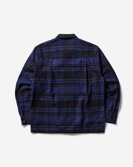 Noah Men S Heavyweight Zip-up Flannel Shirt Black / Blue for Men | Lyst