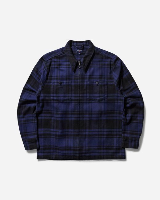 Noah Men S Heavyweight Zip-up Flannel Shirt Black / Blue for Men | Lyst