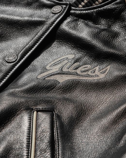 Guess Leather Varsity Jacket Jet in Black | Lyst