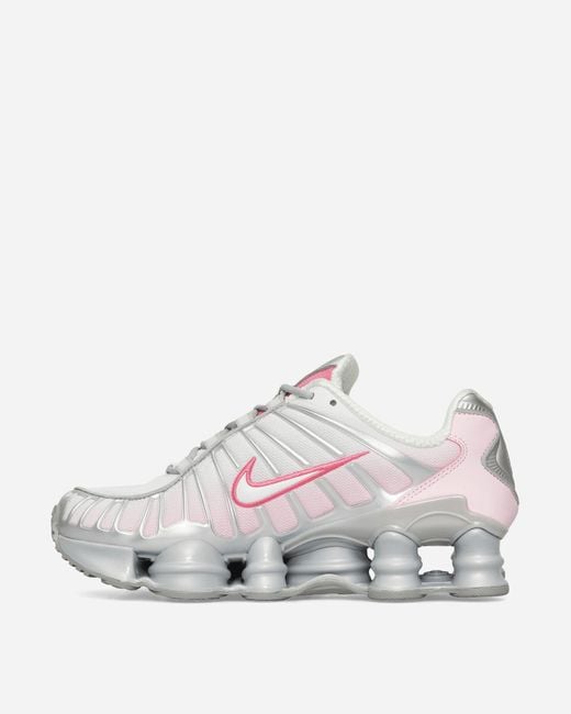 Nike Women S Shox Tl Sneakers Metallic Platinum / Pink Foam in White | Lyst