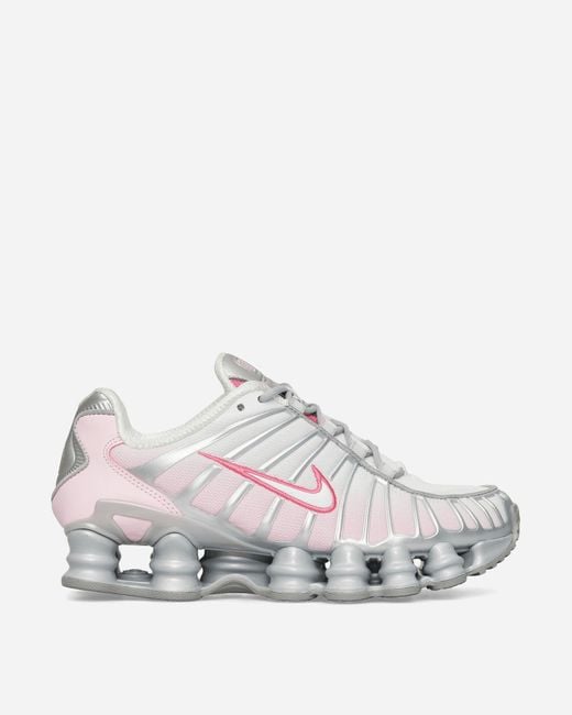 Nike Women S Shox Tl Sneakers Metallic Platinum / Pink Foam in White | Lyst