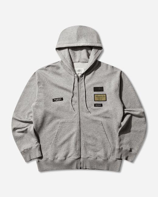 MM6 by Maison Margiela Men S Label Patch Zip Hoodie Light Melange in ...