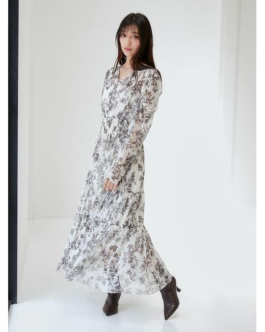 SNIDEL V-Neck Tiered Tulle Dress in White | Lyst