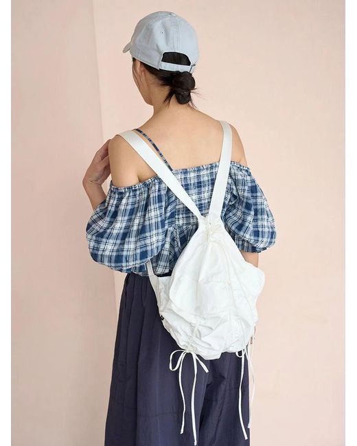 SNIDEL Lightweight Ruched Nylon Backpack in White | Lyst