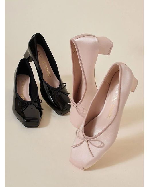 SNIDEL Chacott Collaboration Shoes Square Toe Low Heel Pumps in Black ...