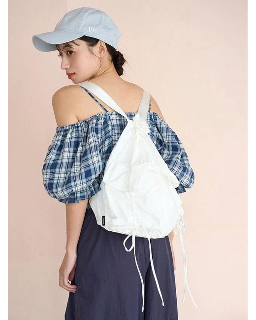 SNIDEL Lightweight Ruched Nylon Backpack in White | Lyst