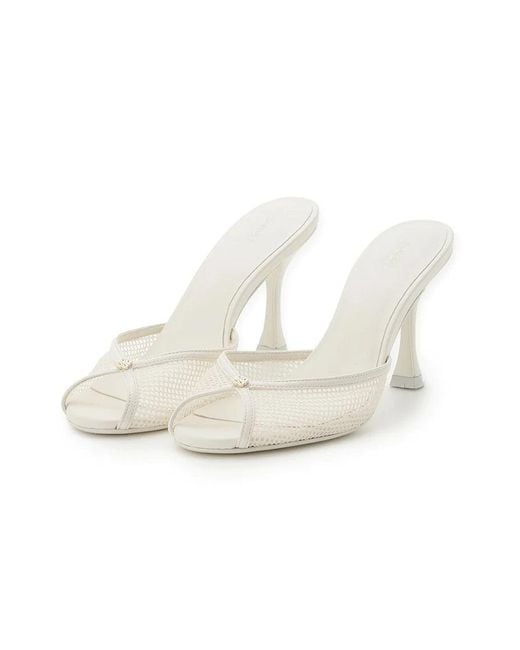 SNIDEL Slip-On Mesh Stiletto Heels in White | Lyst