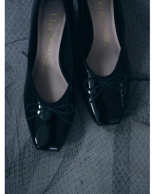 SNIDEL Chacott Collaboration Shoes Square Toe Low Heel Pumps in Black ...