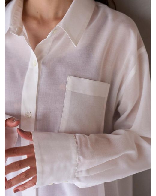 SNIDEL Sustainable Sheer Shirt in White | Lyst