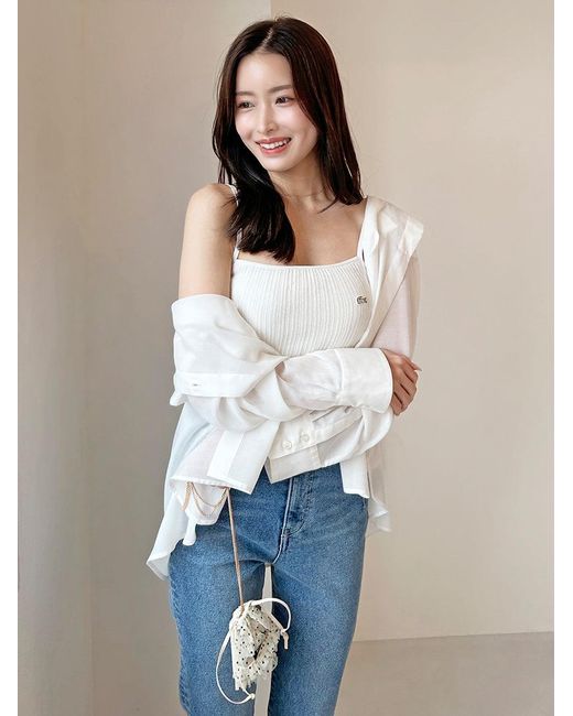 SNIDEL Sustainable Sheer Shirt in White | Lyst