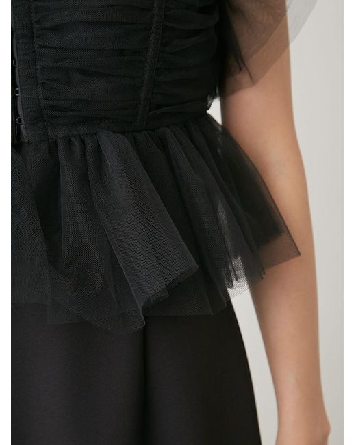 SNIDEL Tulle Bolero Maxi Dress in Black | Lyst