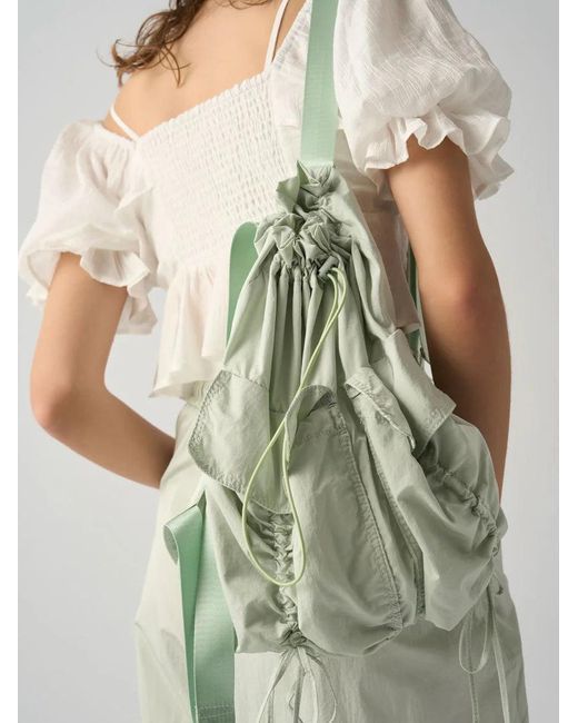 SNIDEL Lightweight Ruched Nylon Backpack in White | Lyst