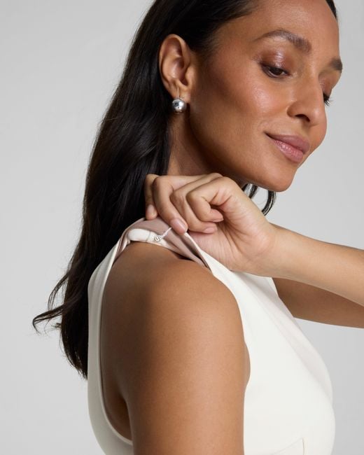 Spanx Ponte Sleeveless A-Line Midi Dress in White | Lyst