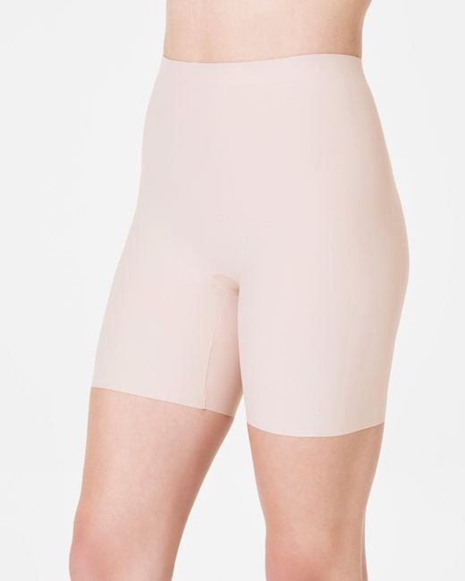 Spanx Supersmoothtm Essential Mid-thigh Short in Pink | Lyst