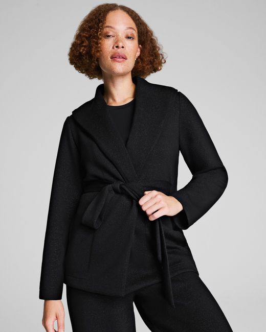 Spanx Airessentials Luxe Wrap Cardigan With Shimmer in Black | Lyst