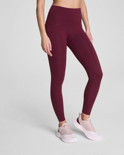 Spanx Shape Booty Boost Full Length Leggings in Red | Lyst